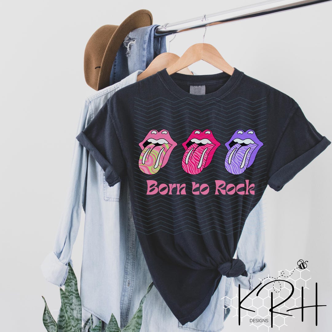 Digital Png File Girly Born to Rock Tongue Print Clip Art Printable ...