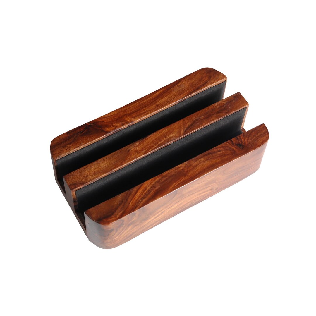 Handmade Wooden Dual Laptop Stand – Vertical MacBook Holder With 2 ...