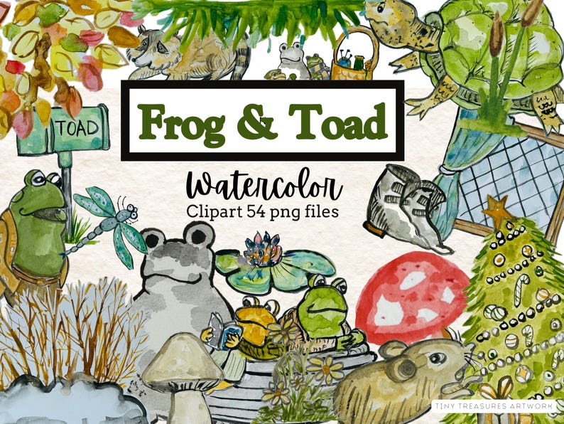 Frog and Toad Watercolor Clipart, Children's Book Illustrations ...