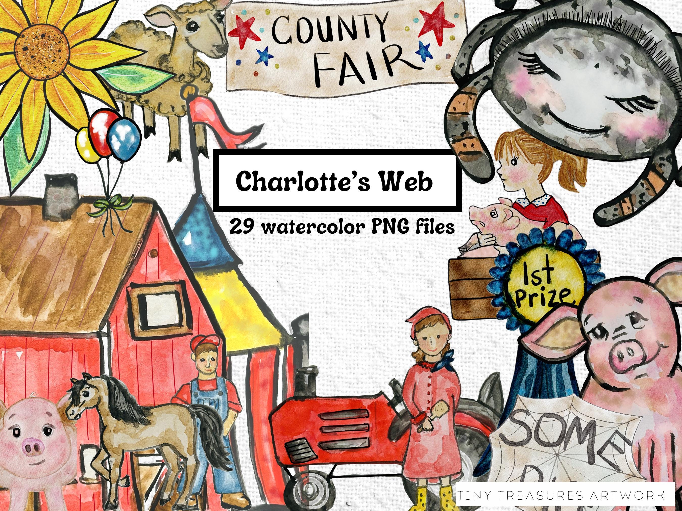 Charlotte’s Web Watercolor Clipart, Children's Book Illustrations ...