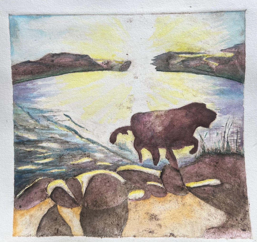 Emma at Sunrise. Art Range: Collagraph, Watercolor, Pet, Animal, Hand ...