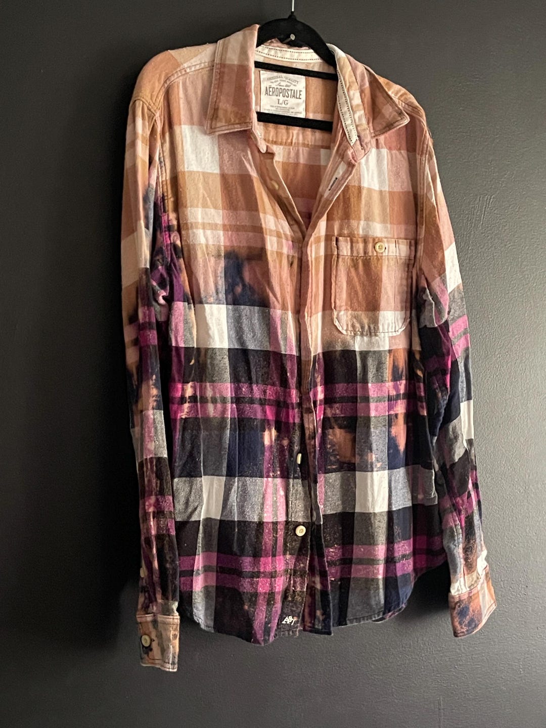 Lg Purple Multi Bleached Button Down-sustainable and Upcycled - Etsy