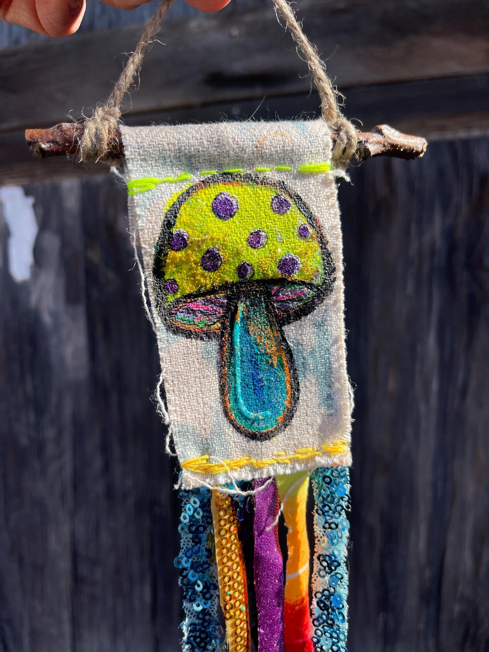 Tiny Banner Using Upcycled Textile Waste for the Fringe-handmade With ...