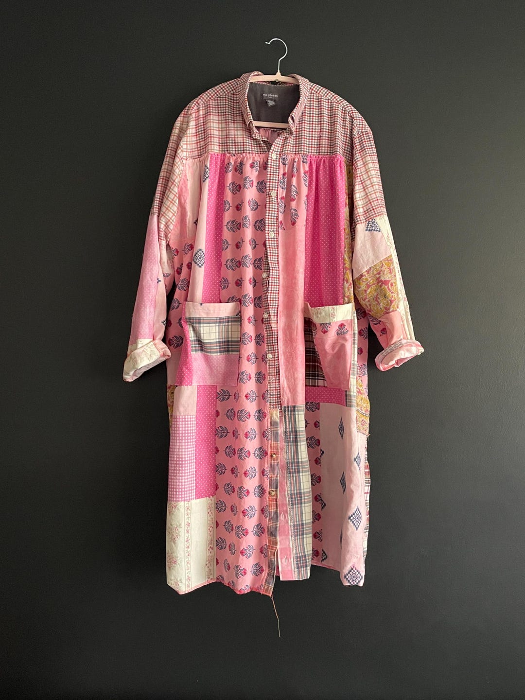 XL Pink Patchwork Chore Coat Upcycled! - Etsy