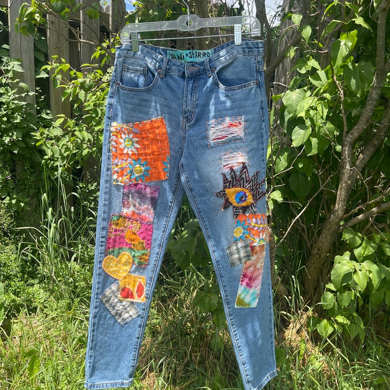 Patched Jeans - Etsy