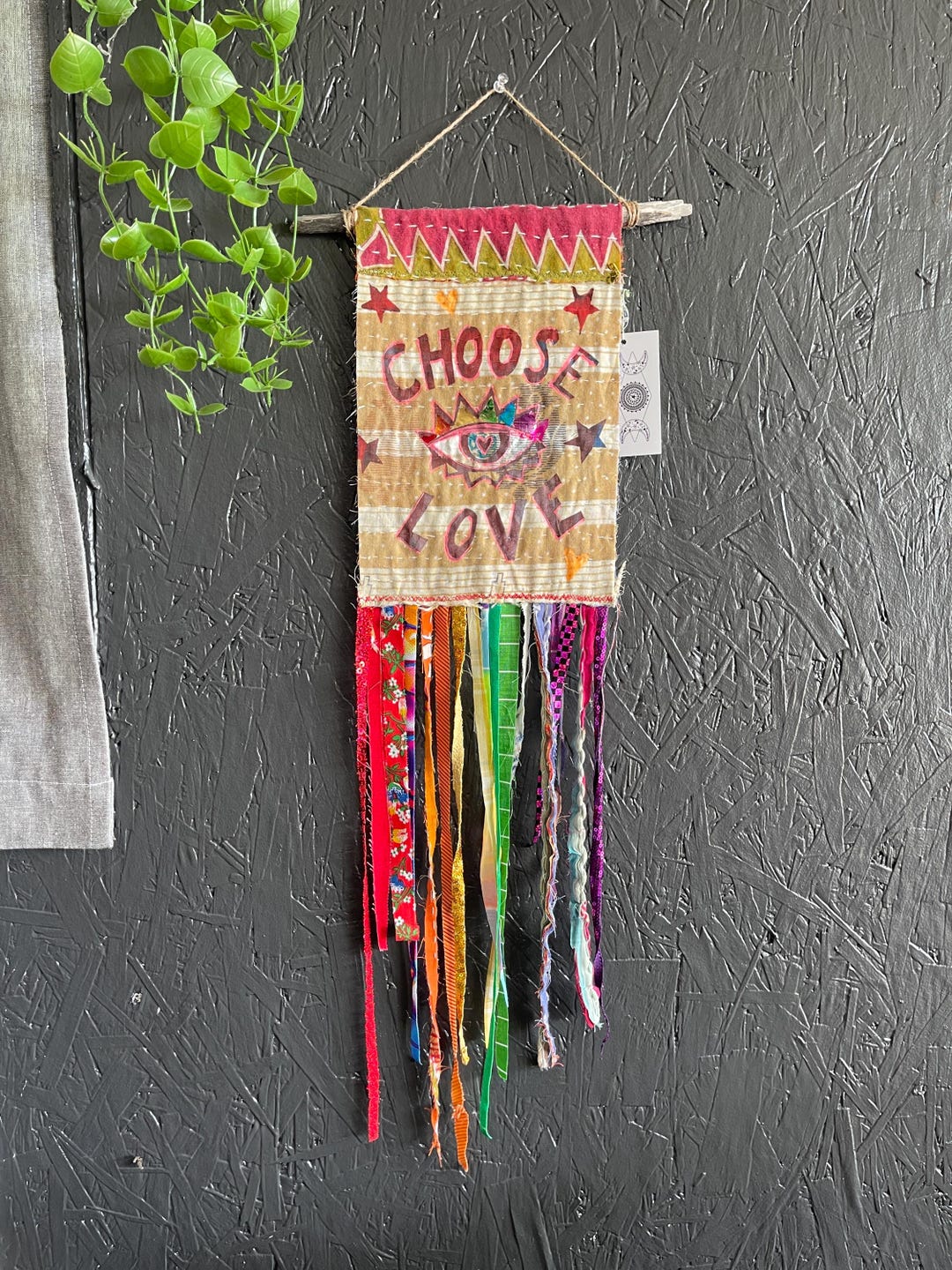 Choose Love Banner – Upcycled Fabric Wall Art – One of a Kind ...