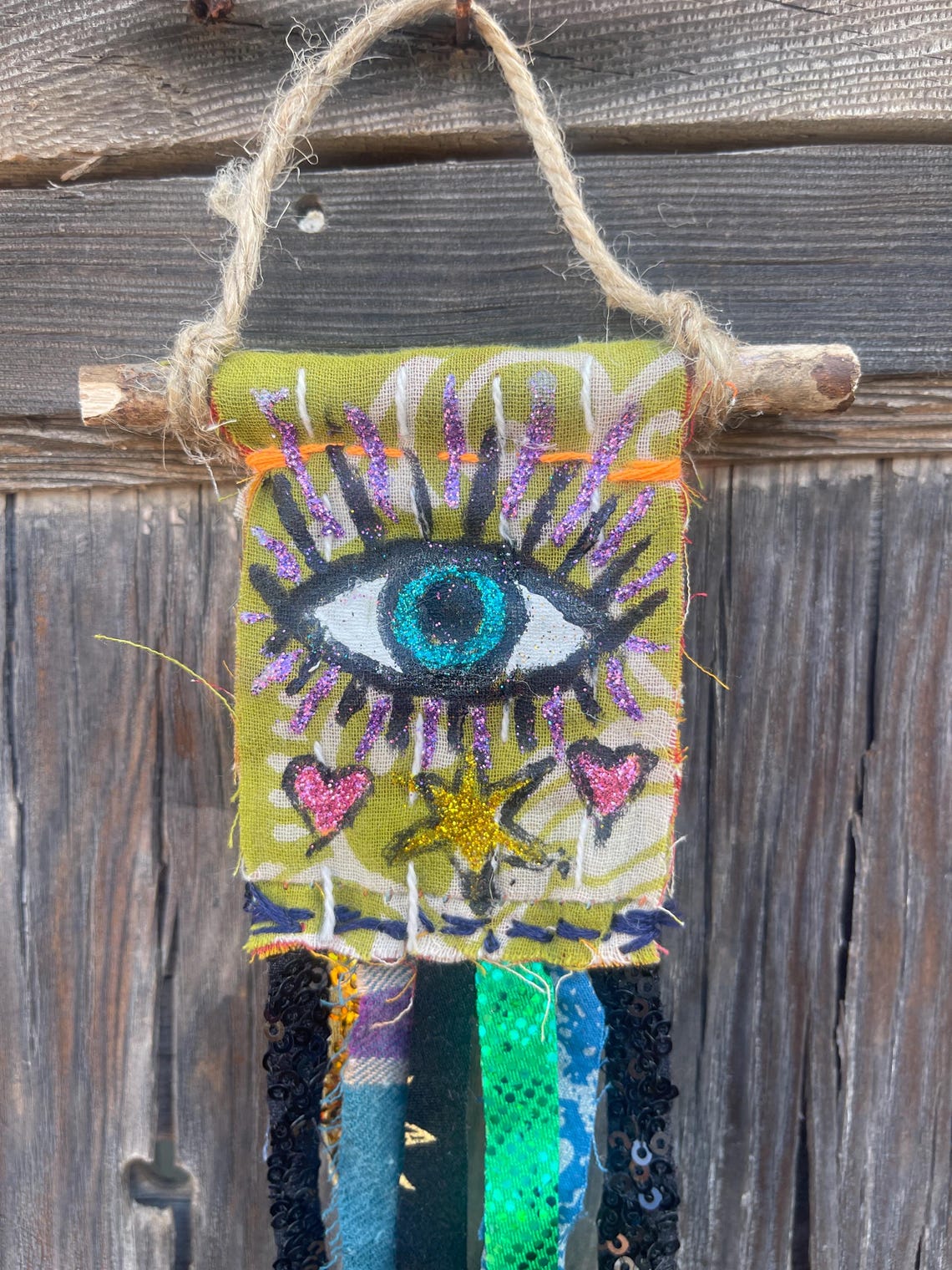 Tiny Banner Using Upcycled Textile Waste for the Fringe-handmade With ...