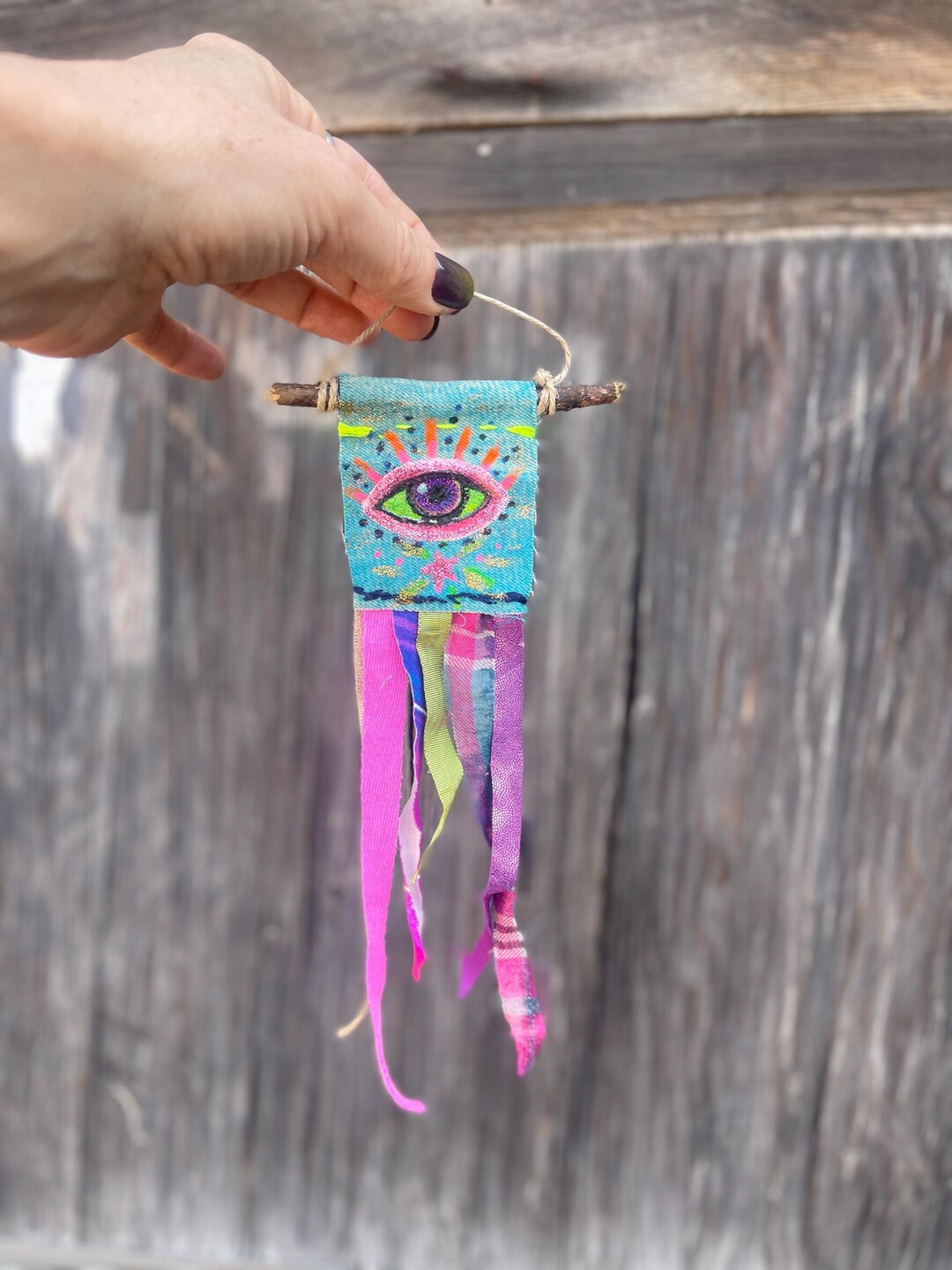 Tiny Banner Using Upcycled Textile Waste for the Fringe-handmade With ...