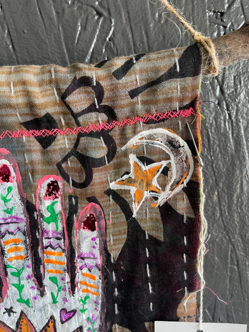 Hamsa Banner – Upcycled Fabric Wall Art – One of a Kind & Sustainable ...