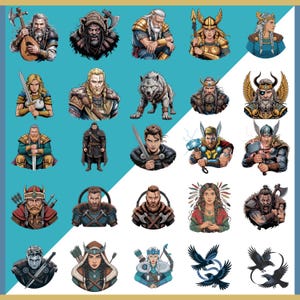 Viking Gods Clipart Set: Norse Mythology Watercolor Graphics (digital ...