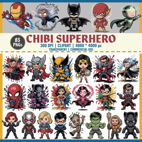Superheroes Clip Art - Etsy