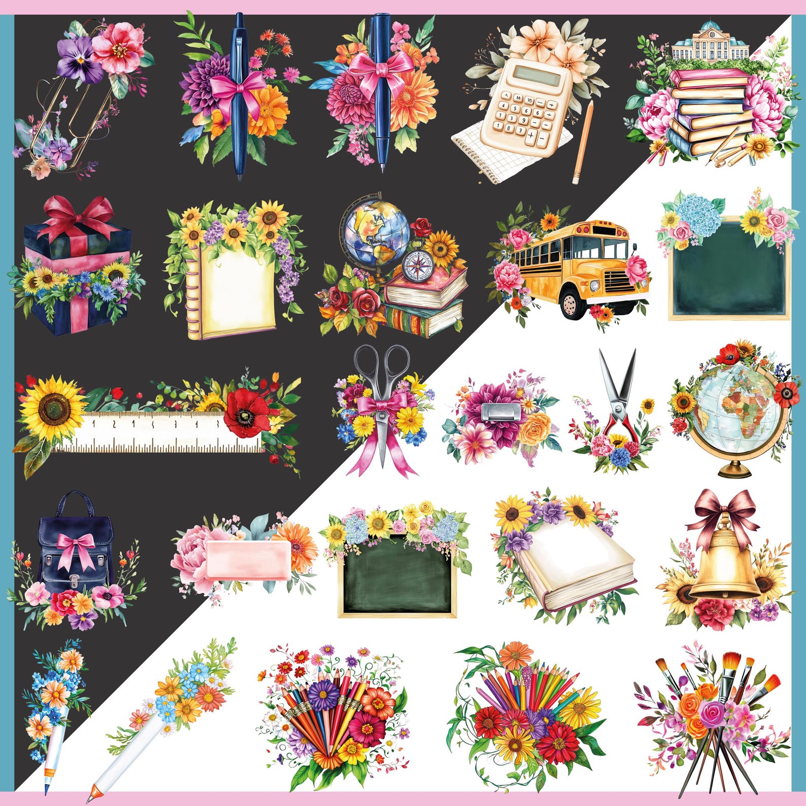 School Supply Clipart Bundle | Back to School PNG | Teacher Clipart ...