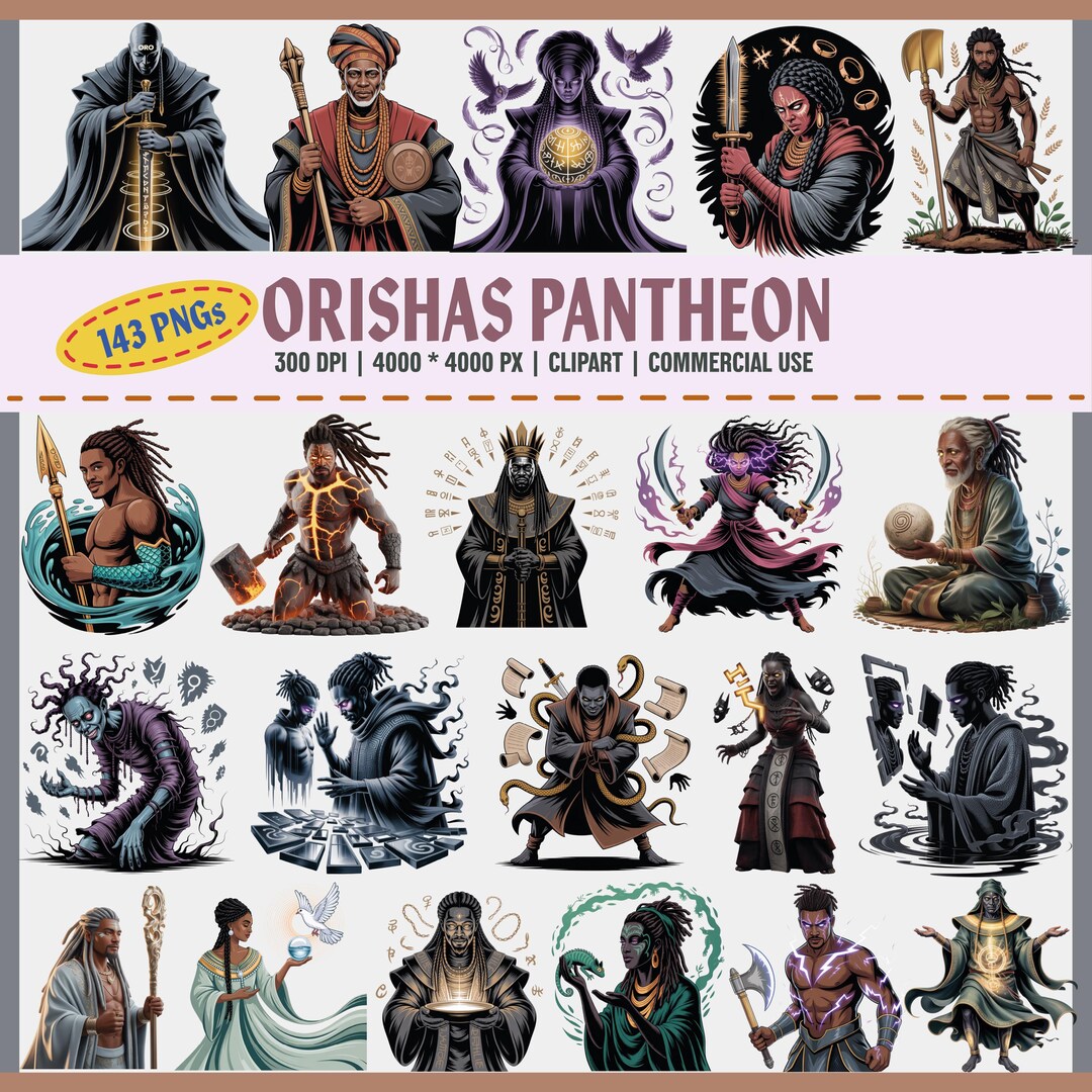 Orishas Pantheon Clipart Set: African Gods PNG Bundle (143 Files ...