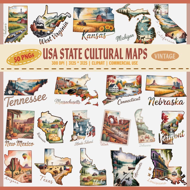 States Lived in Art - Etsy