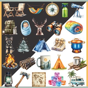 Camping Clipart Bundle: 143 PNG Illustrations (commercial Use) - Etsy