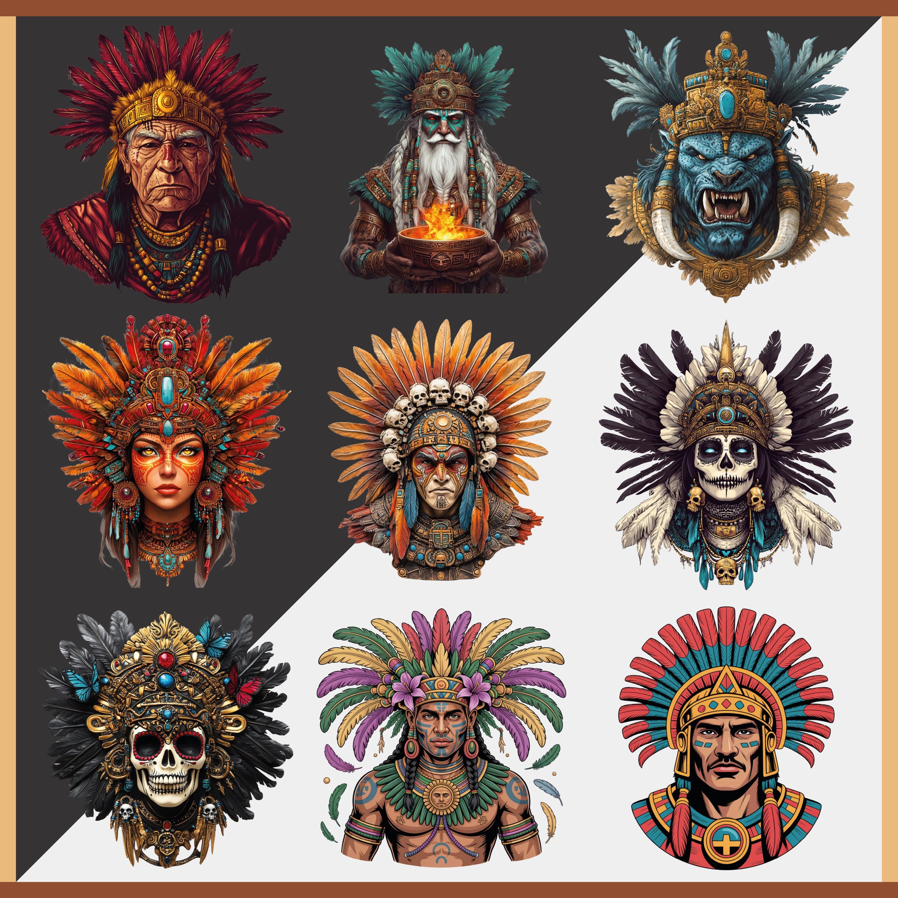 Aztec God Clipart PNG Bundle, Aztec Goddess PNG, Mesoamerican Culture ...