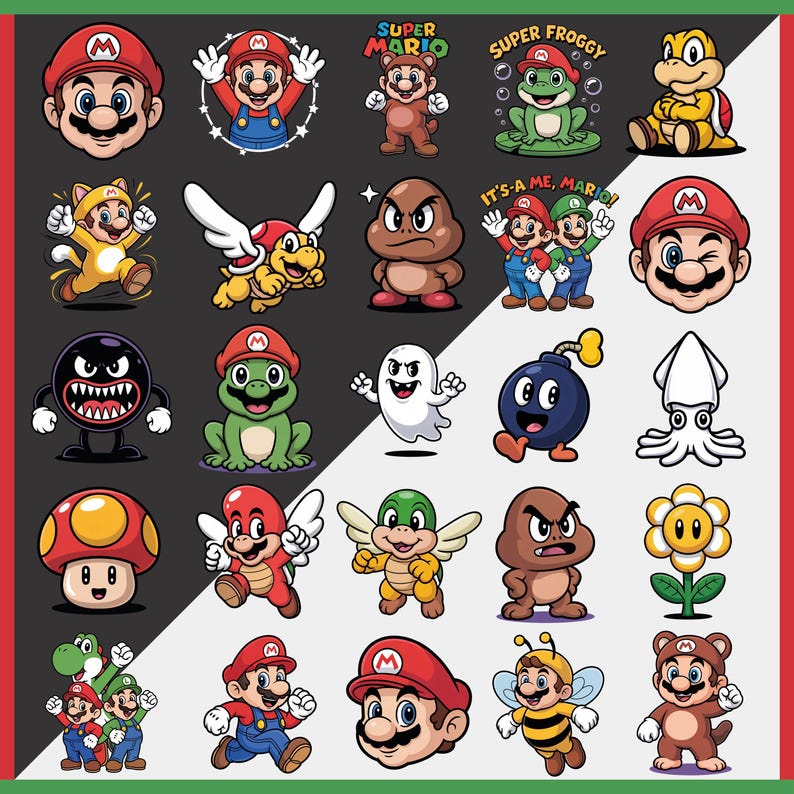 Mario Clipart Png Bundle | Mario Alphabet & Number PNG | Cute Video ...