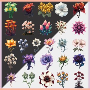 Fantasy Flowers Clipart Mega Bundle | 200 PNG | Fantasy Floral ...