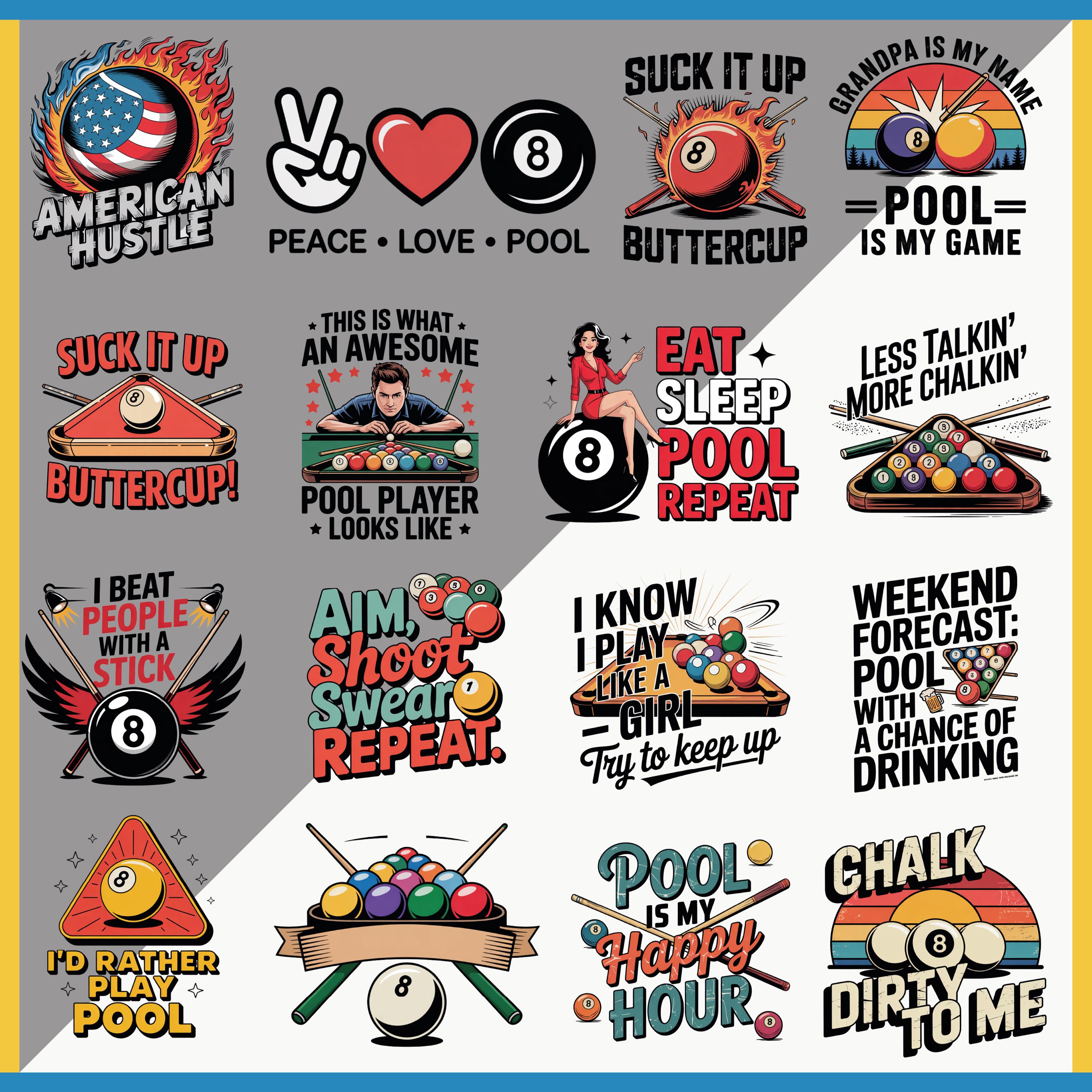 Funny Billiards Clipart, Pool Player SVG, Retro Pool Quotes, Beer and ...