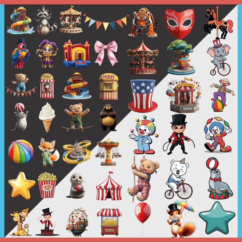 Circus Clipart Bundle – 165 PNG | Circus Show Clipart | Cute Carnival ...