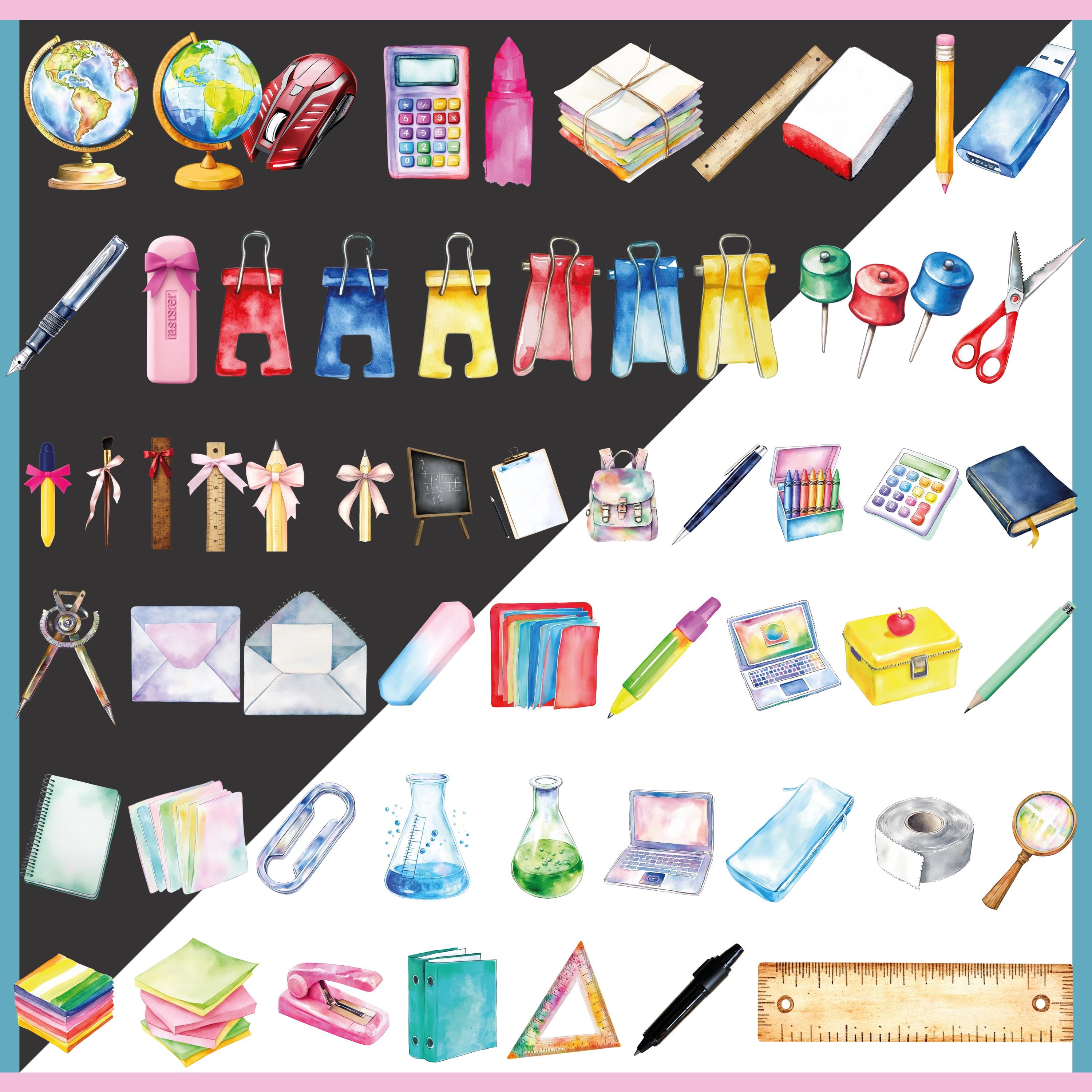 School Supply Clipart Bundle | Back to School PNG | Teacher Clipart ...