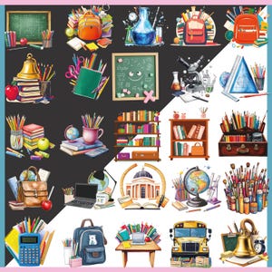 School Supply Clipart Bundle: 230 PNG Graphics (commercial Use) - Etsy