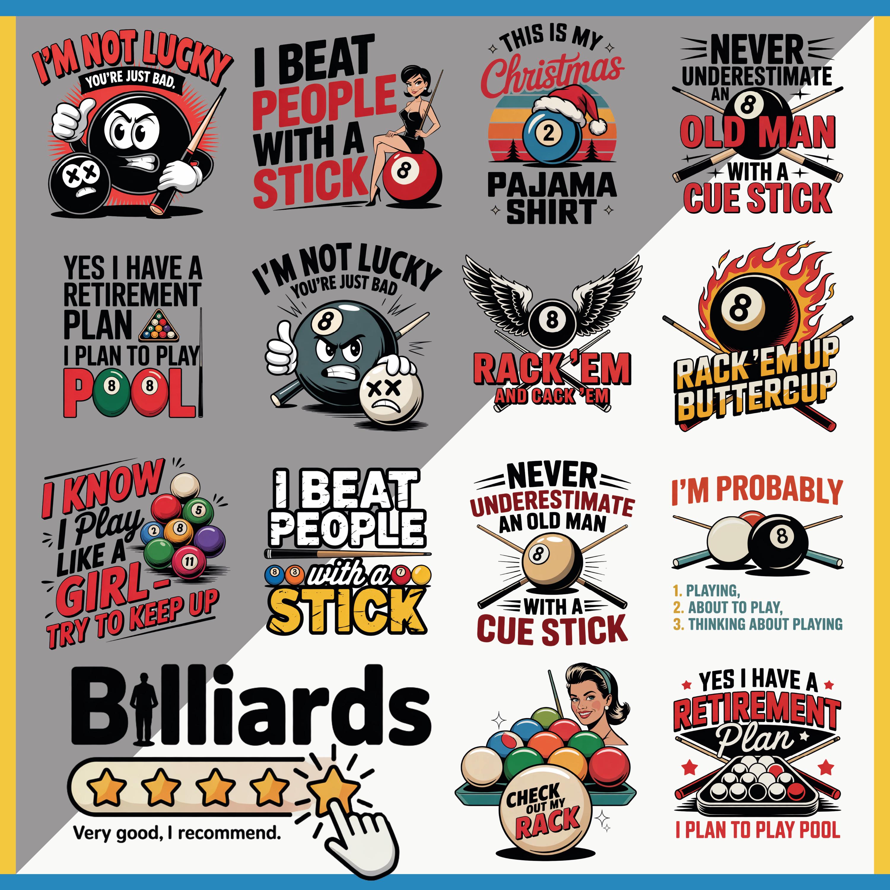 Funny Billiards Clipart, Pool Player SVG, Retro Pool Quotes, Beer and ...