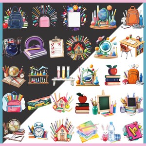 School Supply Clipart Bundle: 230 PNG Graphics (commercial Use) - Etsy