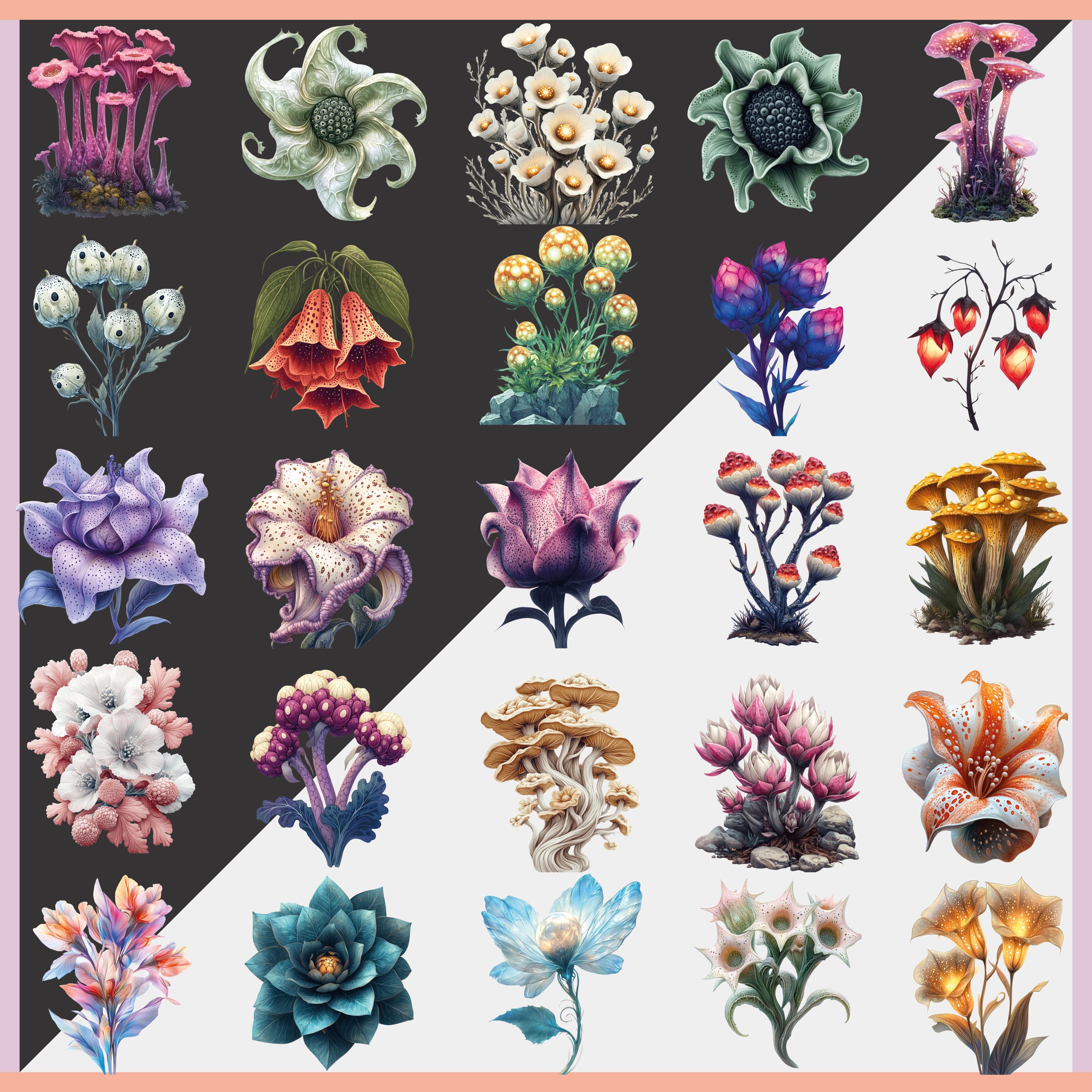 Fantasy Flowers Clipart Mega Bundle | 200 PNG | Fantasy Floral ...