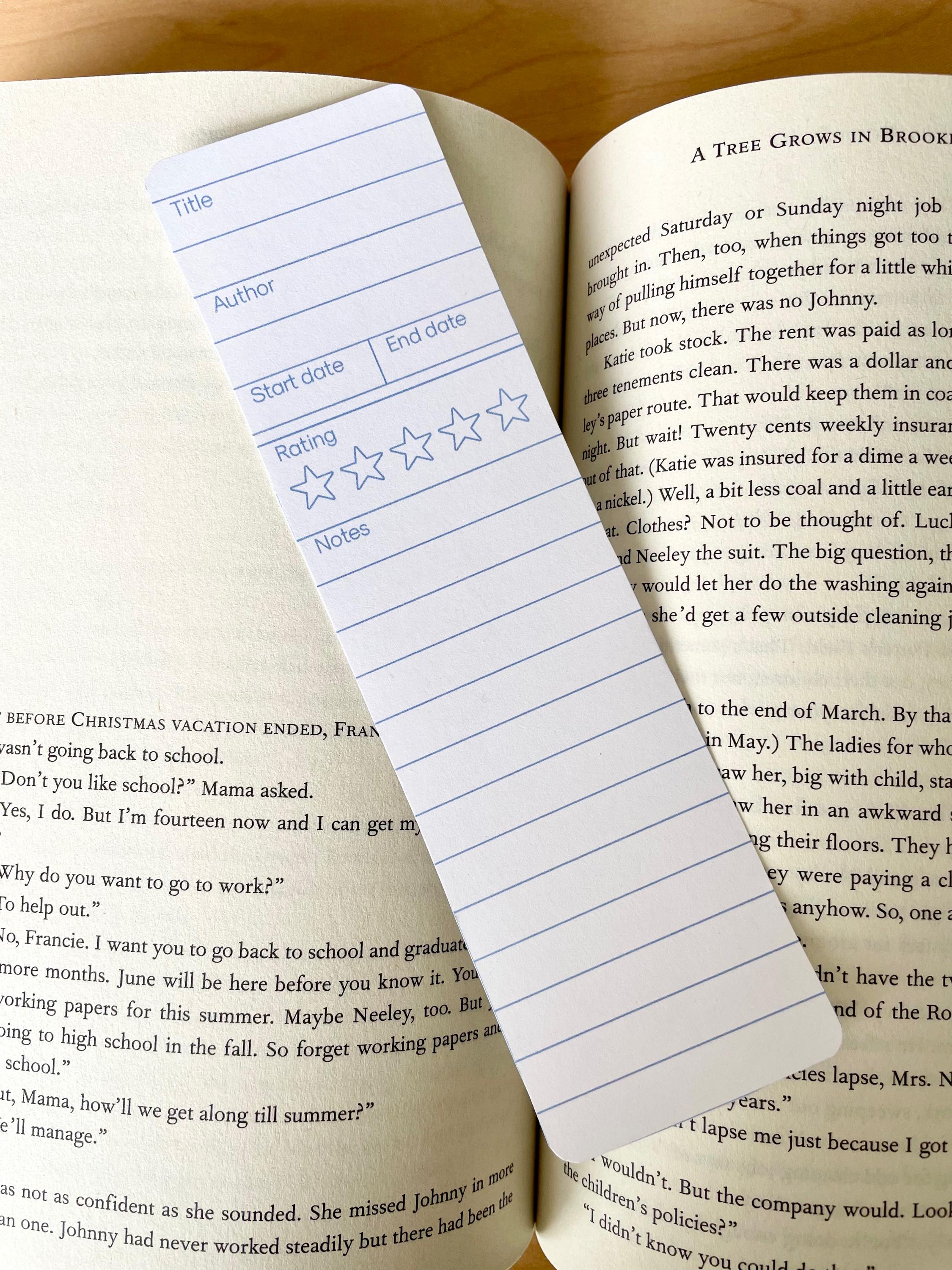 Printable Bookmark Library Style Book Review Tracker | Digital Download ...