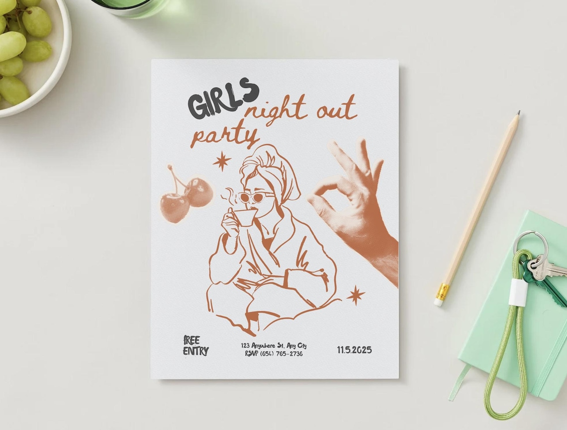 Girls Night Out Party Invitation for the Girls Template - Etsy