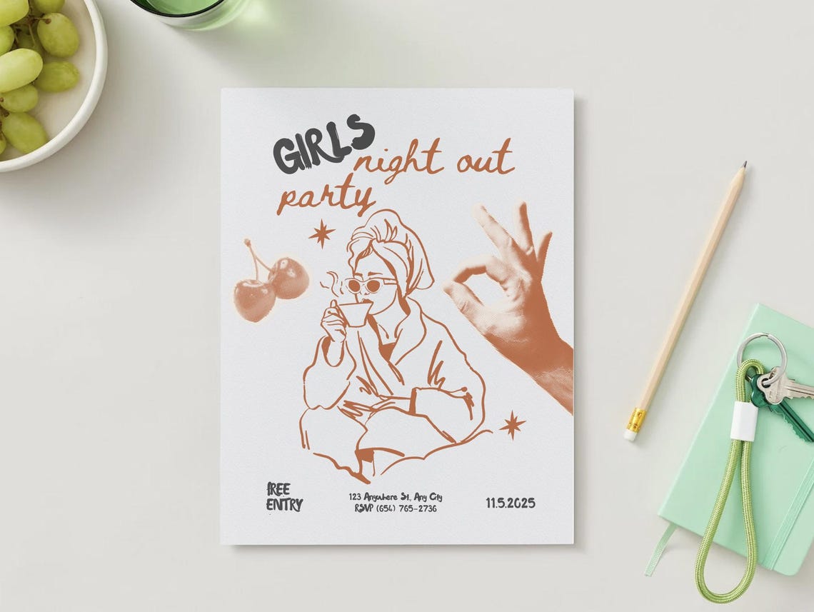 Girls Night Out Party Invitation for the Girls Template - Etsy