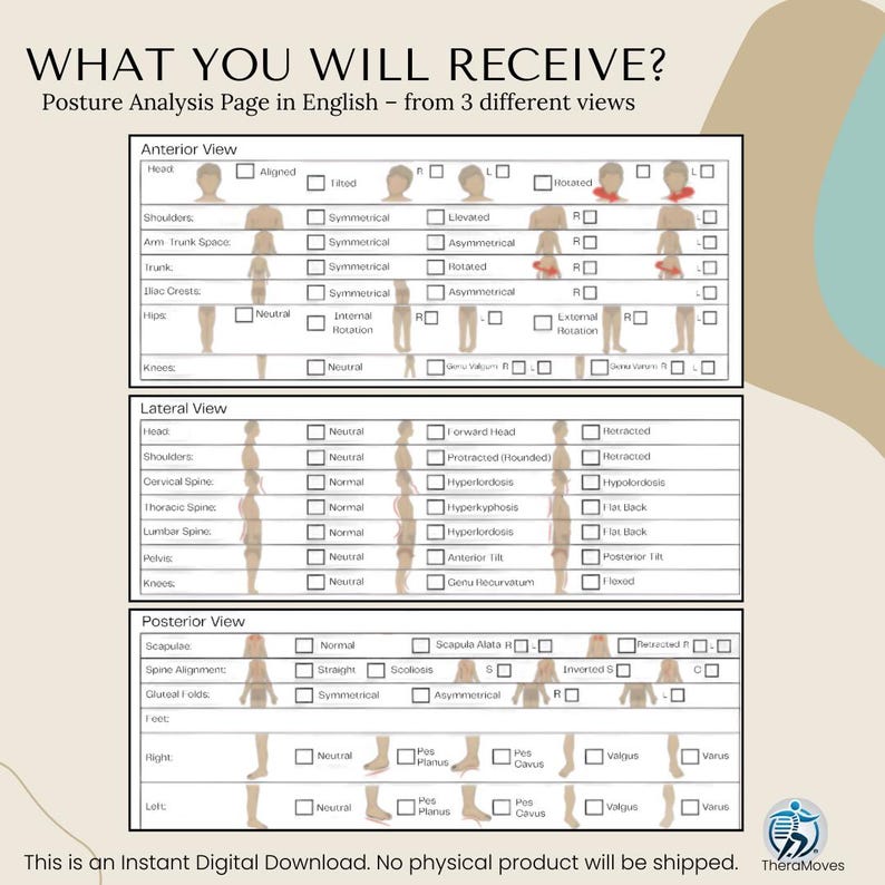 Clinical Postural Assessment Form | Physical Therapy Evaluation PDF - Etsy