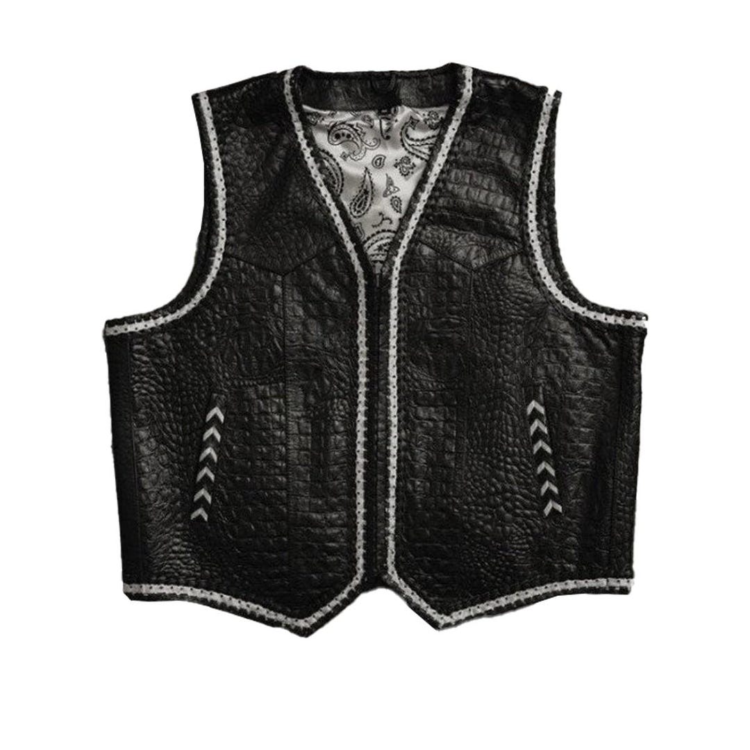 Customized Wonderbull Alligator Vest for Men Handmade Black Leather ...