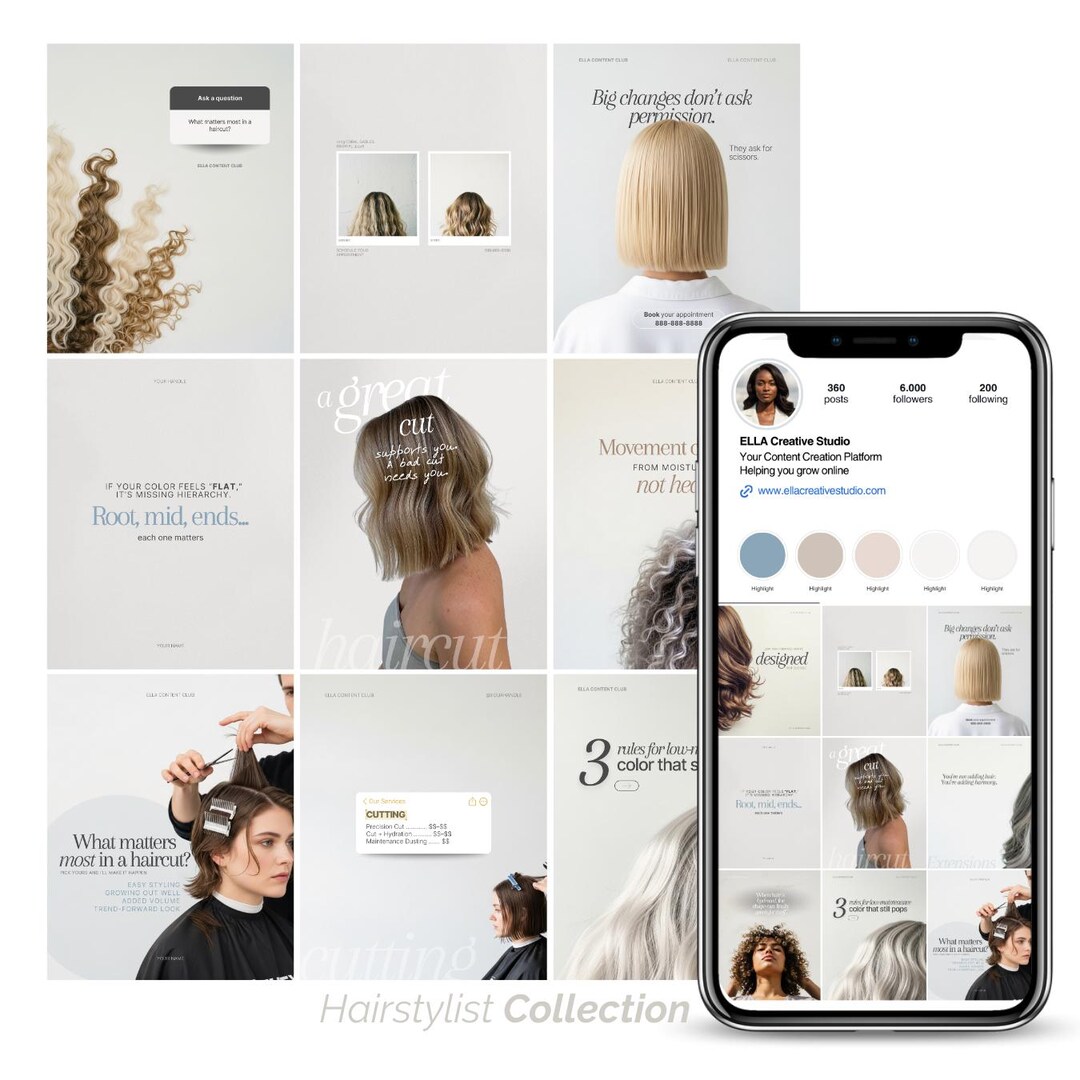 Hair Salon Posts Instagram Templates: Minimalist Social Media (digital ...