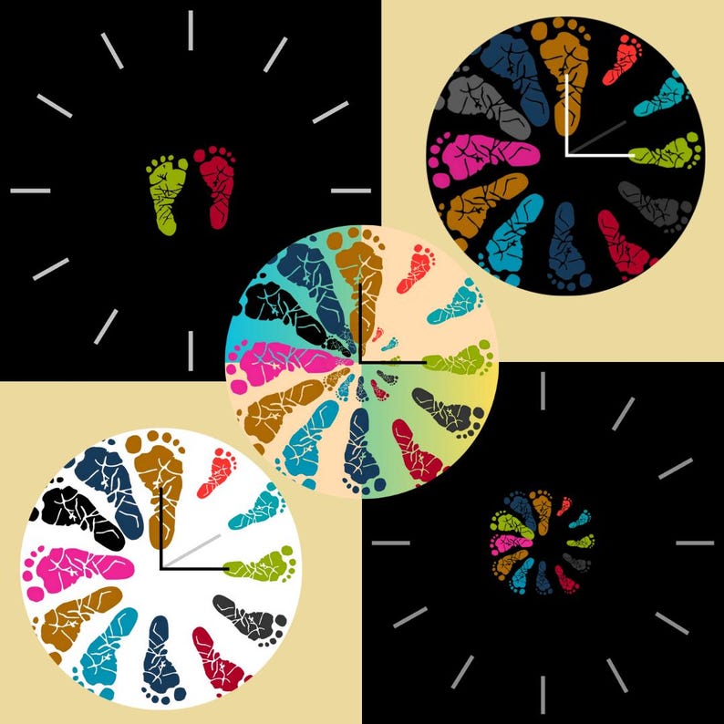 32+ Digital Clock Svg Bundle | Footstep Clock Design Png | Wall Art ...