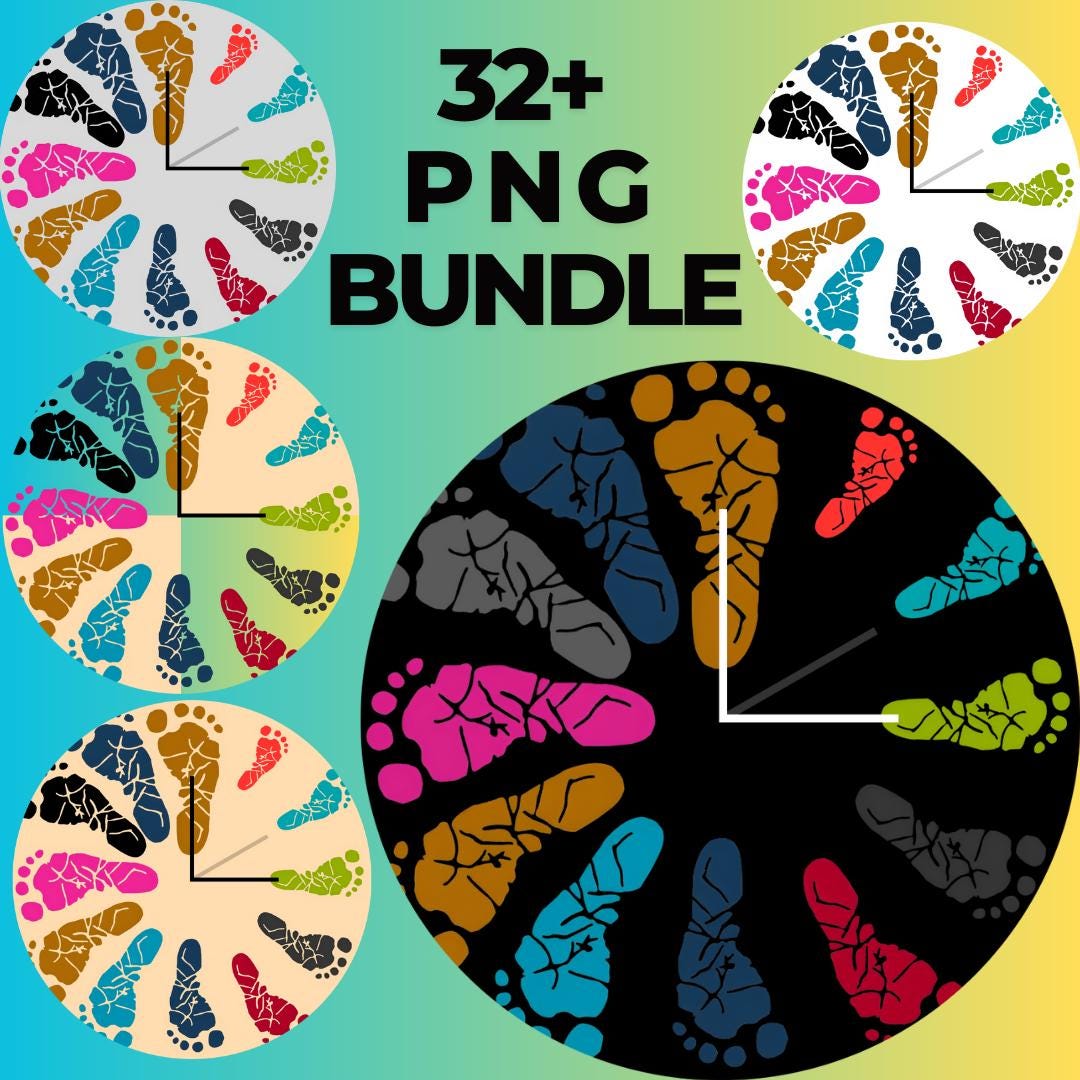 32+ Digital Clock Svg Bundle | Footstep Clock Design Png | Wall Art ...