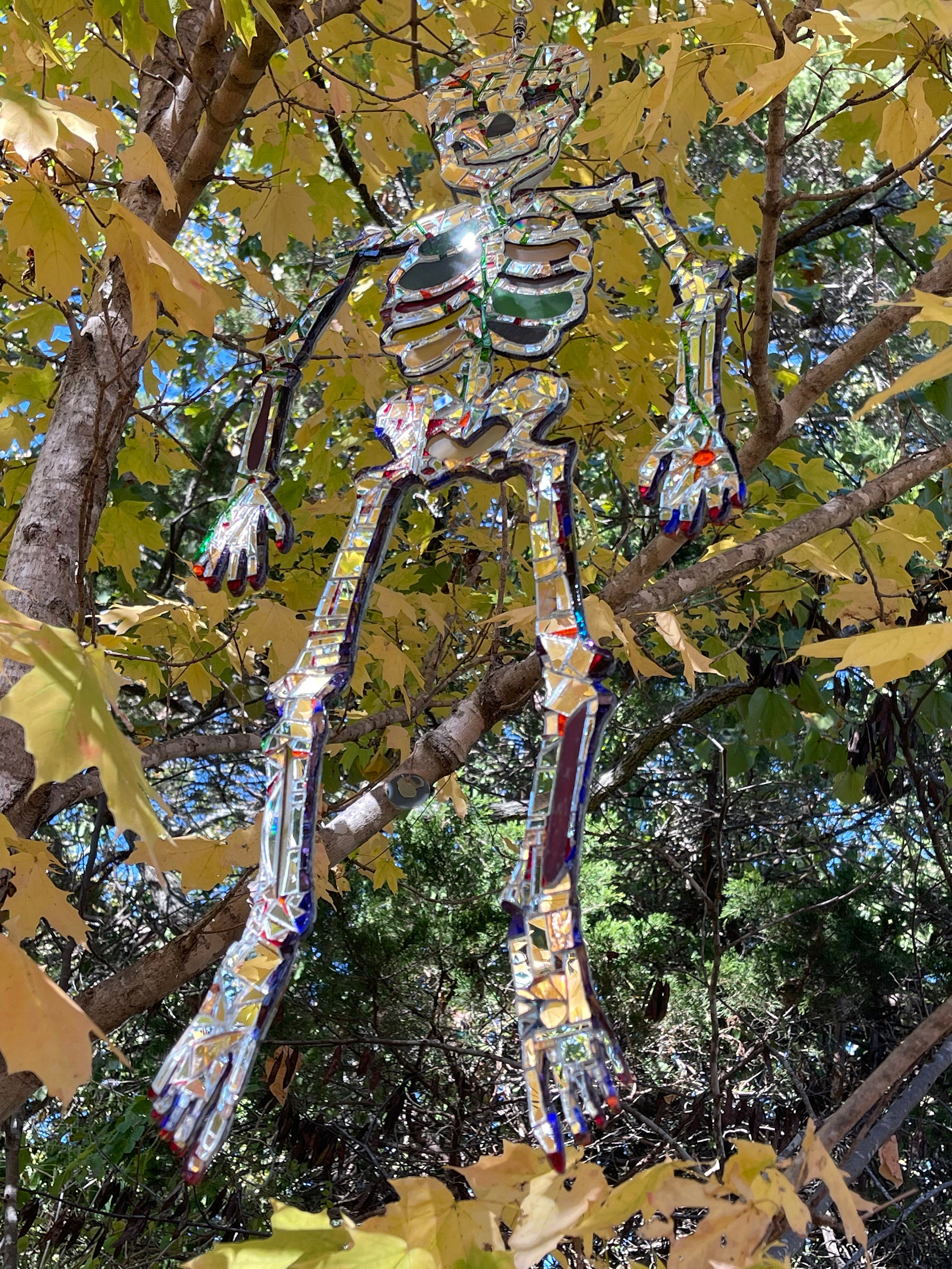 Skeleton Sun Catcher, Sparkly Skeleton, Mirror Mosaic Skeleton, Day of ...