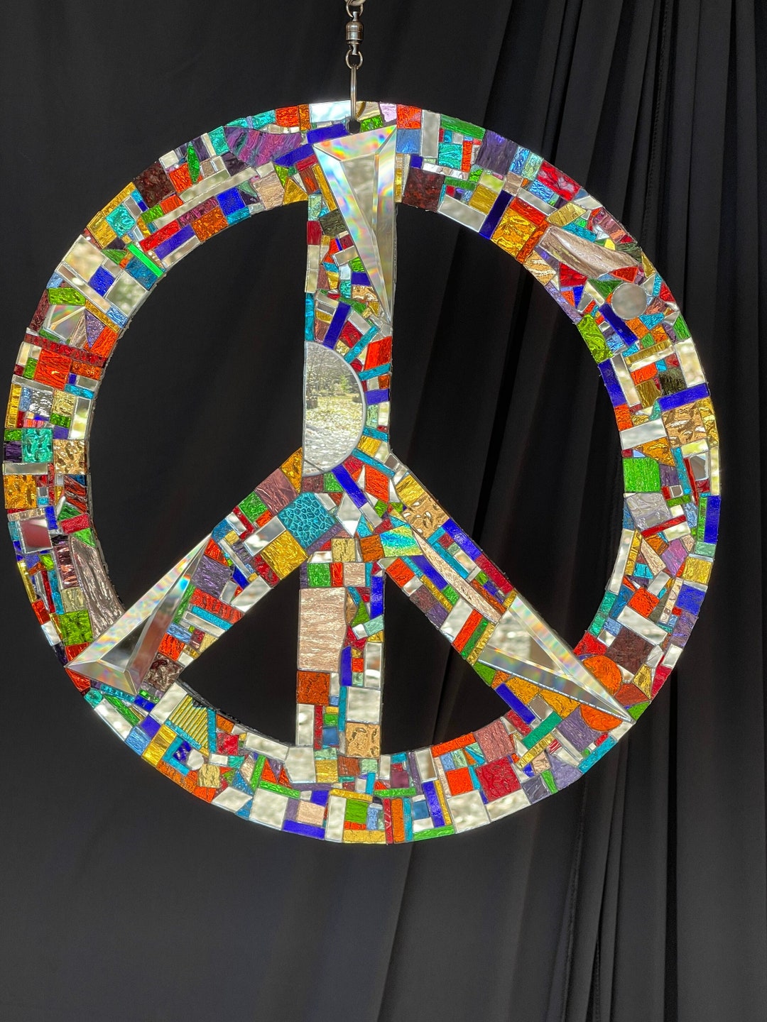 Mirror Mosaic Peace Sign: 16" Dazzling Sun Catcher - Etsy