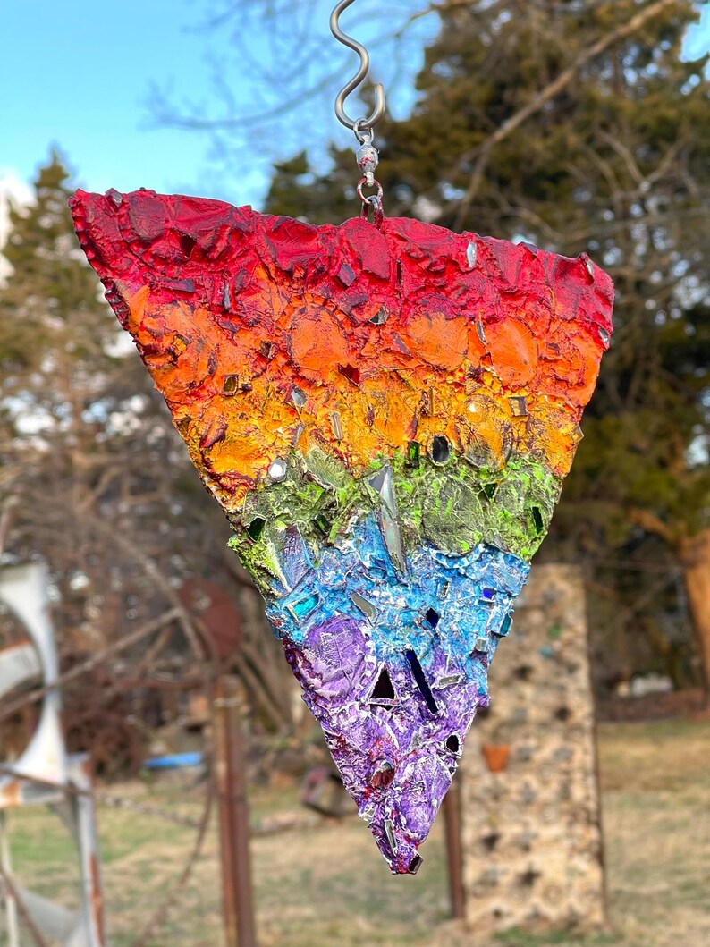 Pride Triangle Repurposed Cardboard and Bottle Caps and It Sparkles - Etsy