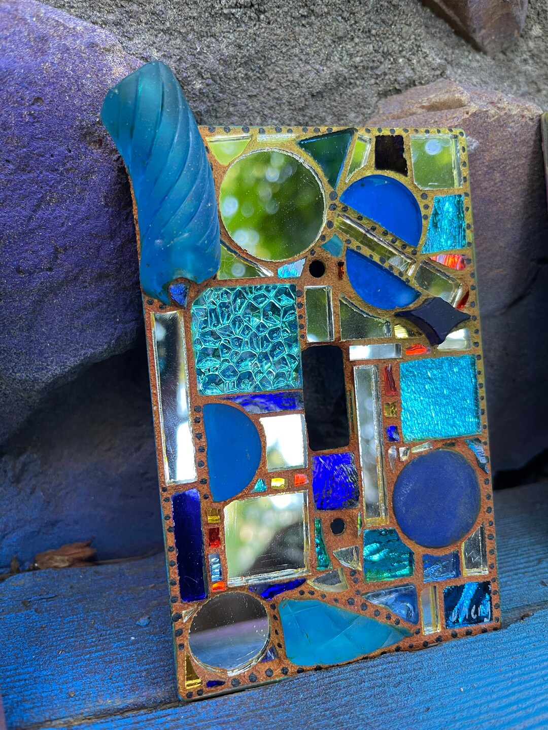 Blue Mosaic Light Switch Cover: Sparkly Contemporary Toggle - Etsy