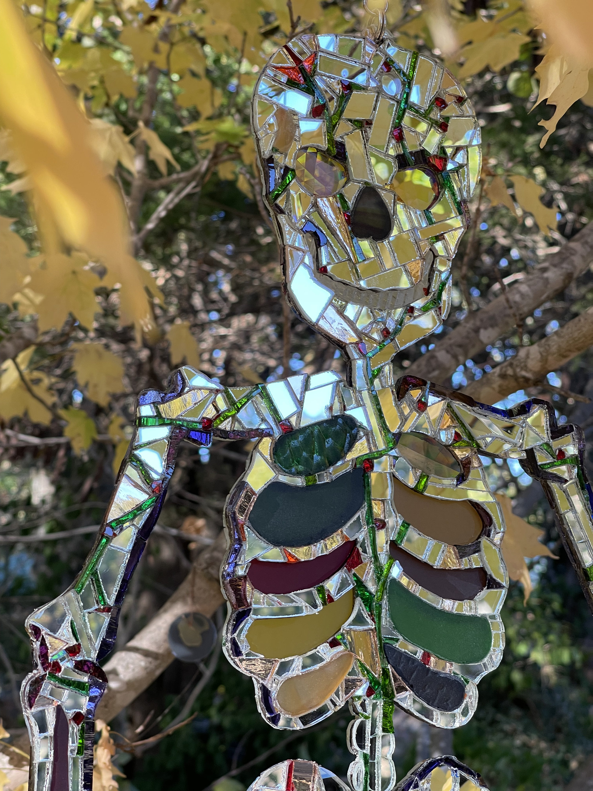 Skeleton Sun Catcher, Sparkly Skeleton, Mirror Mosaic Skeleton, Day of ...