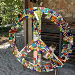 Mirror Mosaic Peace Sign: 16" Dazzling Sun Catcher - Etsy