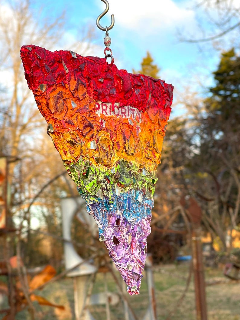 Pride Triangle Repurposed Cardboard and Bottle Caps and It Sparkles - Etsy