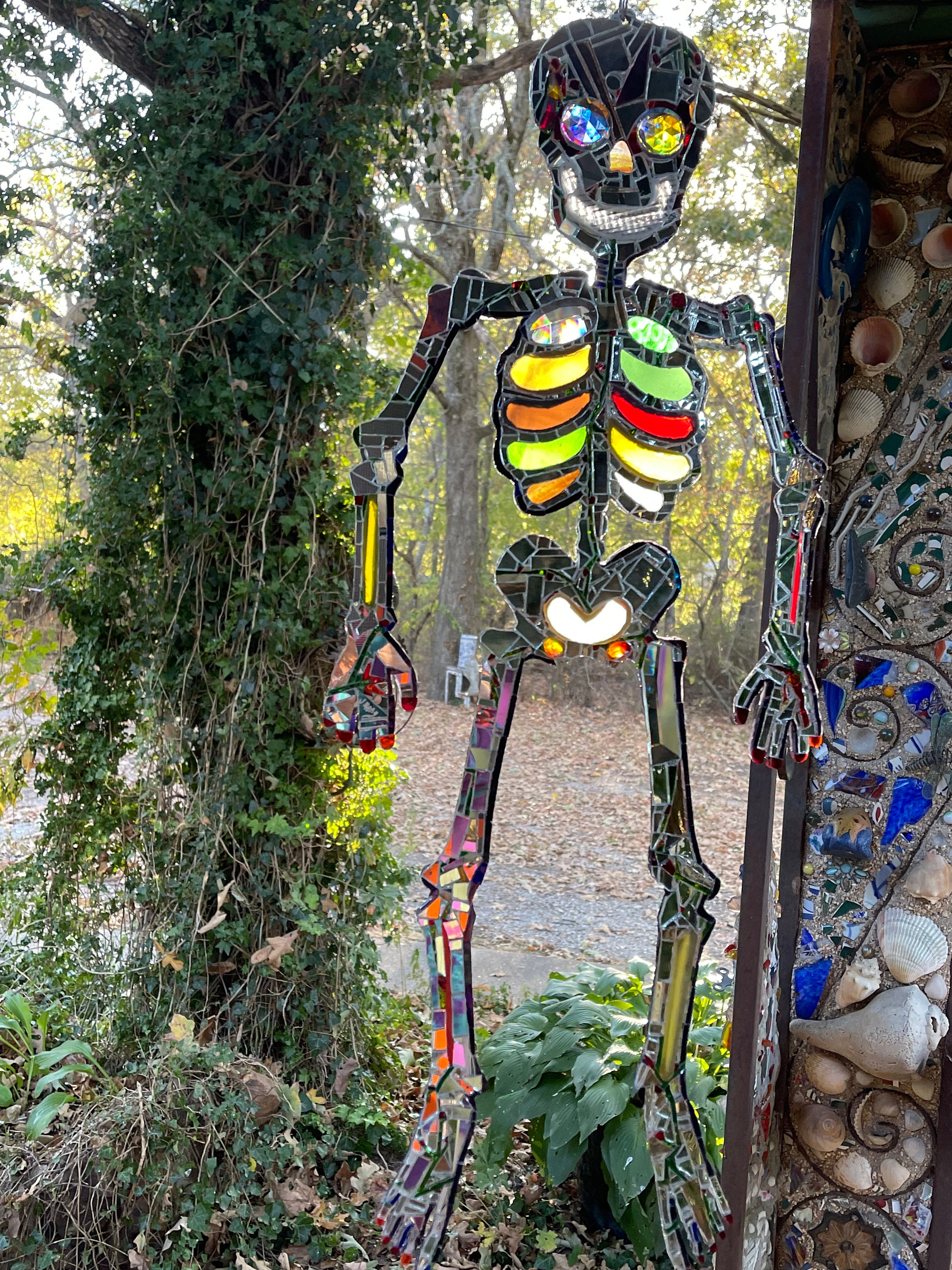Skeleton Sun Catcher, Sparkly Skeleton, Mirror Mosaic Skeleton, Day of ...