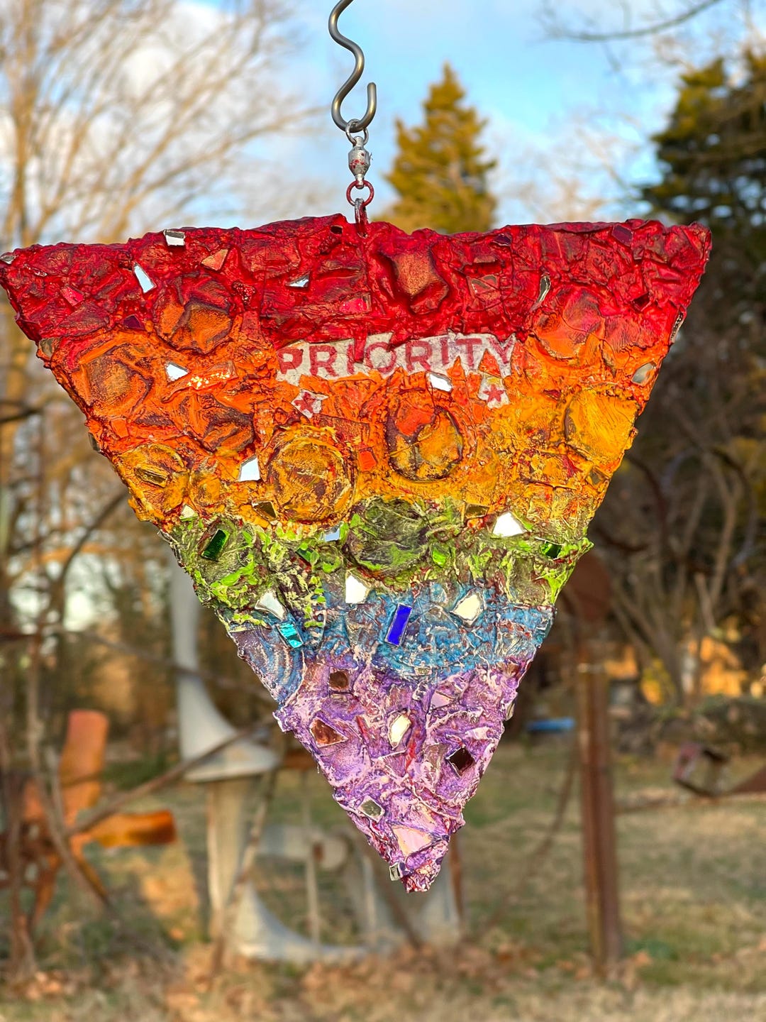 Pride Triangle Repurposed Cardboard and Bottle Caps and It Sparkles - Etsy
