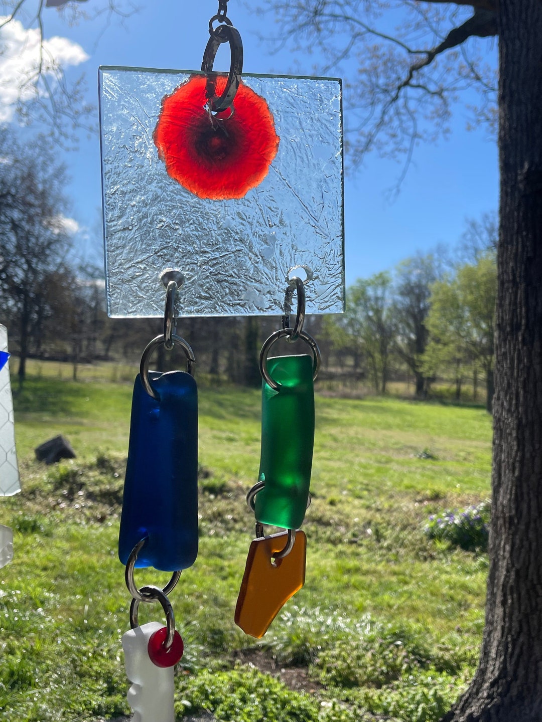 Chunky Eye of Jupiter Repurposed Glass Sun Chain in Earth Colors Glows ...