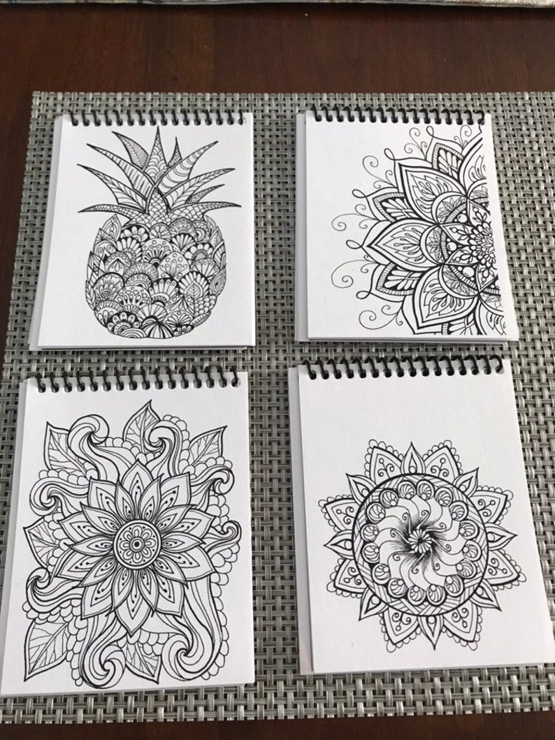 Mini Coloring Book Pocket Size Adult Coloring Hand Drawn - Etsy