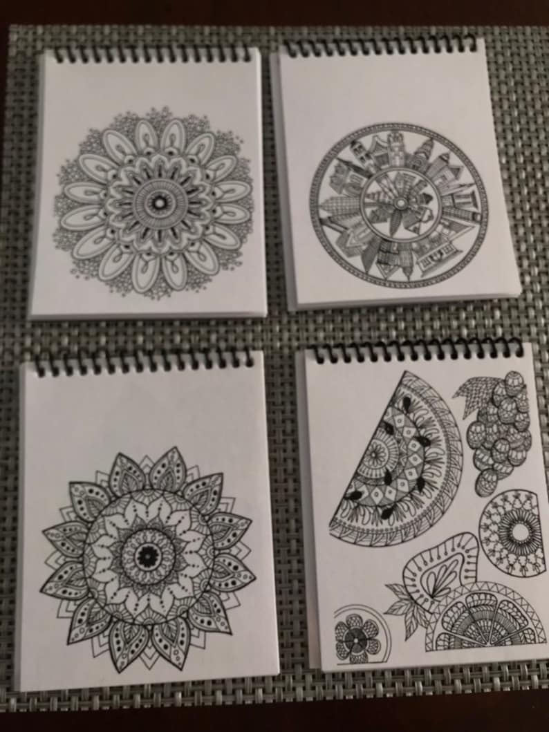 Mini Coloring Book Pocket Size Adult Coloring Hand Drawn - Etsy