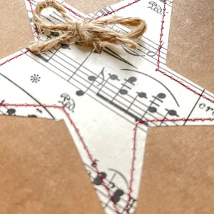 Christmas Card Hand Made Vintage Music Star Design Kraft Card 4x6 Blank ...